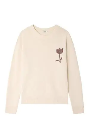 Sandro Flower-motif Knitted Wool Jumper - Butter Cream