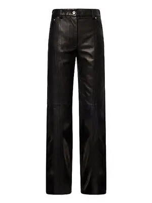 Rabanne Straight-leg Leather Trousers - Black