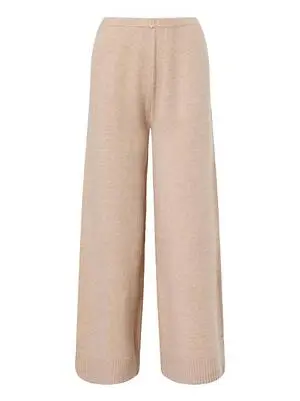Lounge Knitted Wide-leg Trousers With Ribbed Trims - Mink