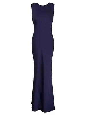 OMNES Lara Open-back Satin Maxi Dress - Patriot Blue