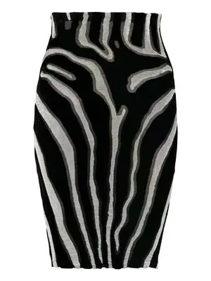 Balmain Zebra-print Velvet Mini Skirt - Black