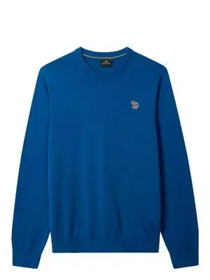 Paul Smith Mid Organic Cotton Zebra Logo Sweater - Blue