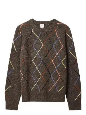 Paul Smith Flecked Wool-blend Argyle Sweater - Brown