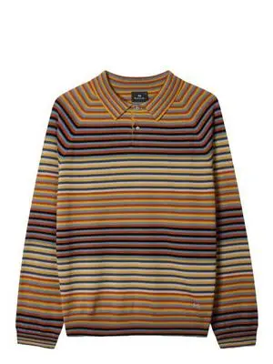Paul Smith Yellow And Blue Stripe Merino Wool Polo Shirt - Multicolour