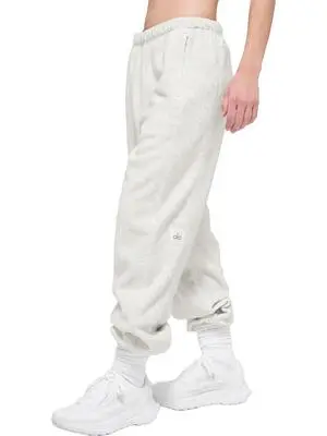 Alo Yoga Polar Fleece High-waist Retreat Jogger Pants - White Heather Grey