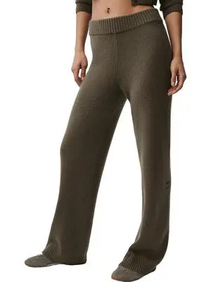 Alo Yoga Wool Cashmere Wide Leg Pants - Olive Tree