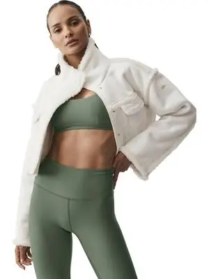 Alo Yoga ALO Faux Shearling Cropped Jacket Ivory