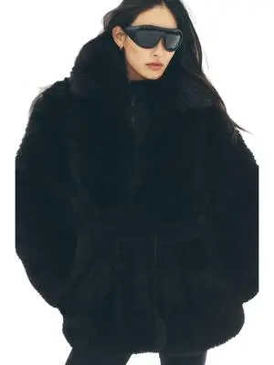 Alo Yoga Faux Fur Starstruck Coat - Black