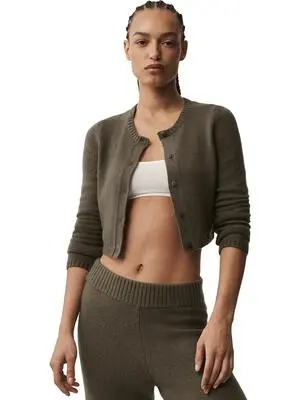 Alo Yoga Wool Cashmere Cropped Cardigan - Olive Tree