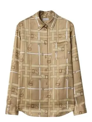 Burberry Belt Check Viscose Shirt - Sand Beige