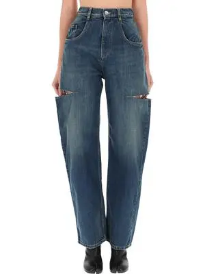 MAISON MARGIELA Cropped Jeans With Frayed Hem - Blue