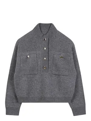 Chloé Collared Knit Top - Grey