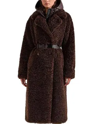 Rudsak Long Teddy Jacket With Removable Hood - Espresso