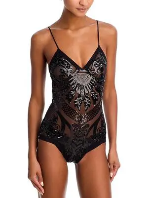 Norma Kamali Embellished Slip Bodysuit - Black