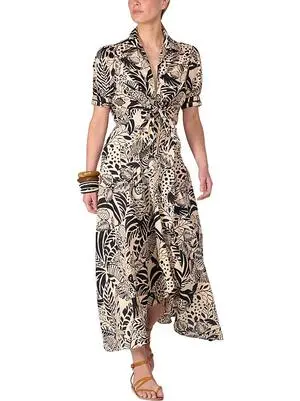 Poupette St Barth Eren Tie Front Maxi Dress - Black Toucan