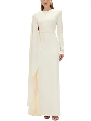 Rachel Gilbert Dion Cape Gown - Creme