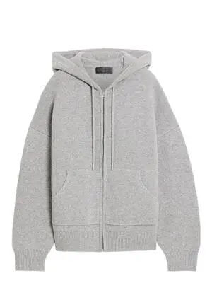 NILI LOTAN Daly Wool Zip-up Hooded Sweater - Light Gray