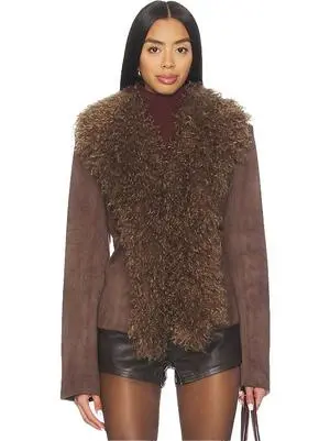 LOVERS AND FRIENDS Alena Faux Suede Coat - Brown