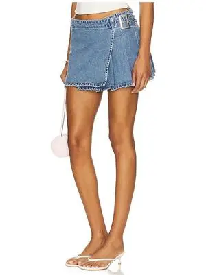 Abrand Denim Wrap Denim Mini Skirt - Madison
