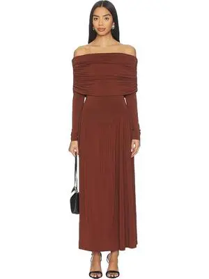 WeWoreWhat Off Shoulder Ruched Midi Dress - Burgundy