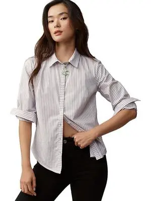 Maeve The Gracelyn Slim Buttondown Shirt Purple Stripe