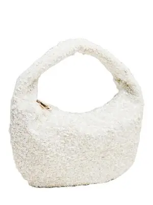 Anthropologie Paillette Sequin Crescent Bag White