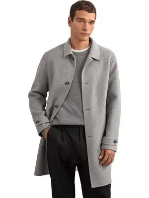 REISS Squire Wool-blend Single-breasted Overcoat - Charcoal Grey