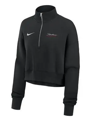 Nike College Phoenix Fleece Cropped 1/4-zip Pullover - Black
