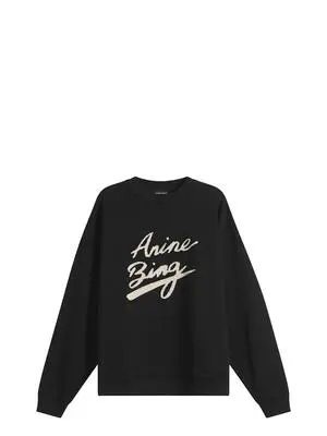 ANINE BING Miles Chenille Signature Sweatshirt - Black