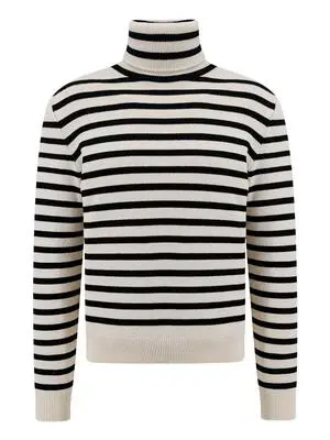 Celine Wool And Cashmere Striped Sweater - White