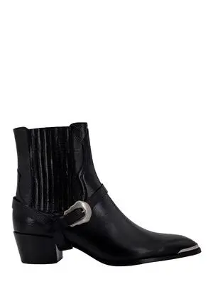 Celine Leather Ankle Boots With Metal Details - Black