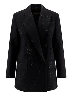Max Mara Appia Virgin Wool Blazer With Sequins Nero