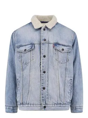 LEVI'S Denim Trucker Jacket With Faux Fur Lining - Blue