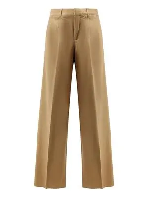 Celine Pleated Cotton Trousers - Beige