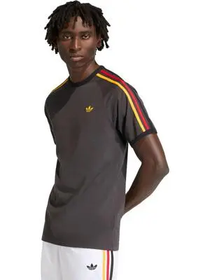 Adidas 3-stripes T-shirt - Utility Black / Collegiate Gold / Power Red
