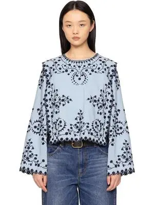 Sea Frances Embroidered Top - Blue