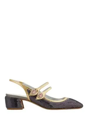 FERRAGAMO Sequin Embellished Slingback - Silver