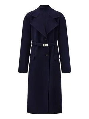 FERRAGAMO Single-breasted Virgin Wool And Cashmere Coat - Blue / Navy