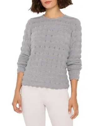 NIC+ZOE Cozy Waves Pointelle Sweater - Shark Grey