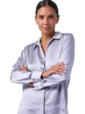 FRANNE GOLDE Textured Satin Shirt Mist