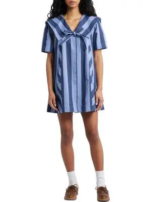 DAMSON MADDER Goldie Stripe Mini Dress - Blue