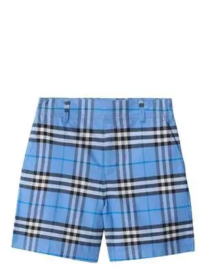 Burberry Check Cotton Oxford Shorts - Cornflower Blue