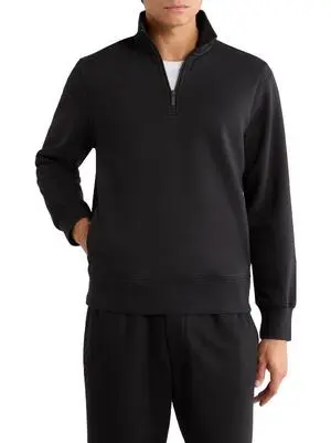 Zella Vital Fleece Quarter-zip Pullover - Black Caviar
