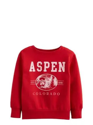 Treasure & Bond Graphic Off-the-shoulder Sweatshirt - Red Barbados Aspen