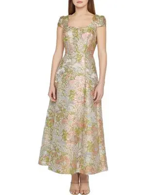 Js Collections Ruthanne Metallic Floral Jacquard Gown - Blush/multi