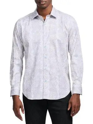 Robert Graham Auberry Paisley Stretch Cotton Button-up Shirt - Tan