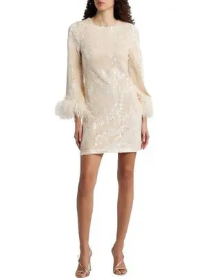 Julia Jordan Sequin Embellished Mini Dress - Cream
