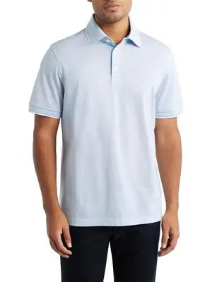 Bugatchi Diamond Piqué Cotton Polo - Ice