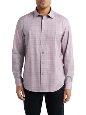 Bugatchi James Ooohcotton® Check Button-up Shirt - Wood Rose