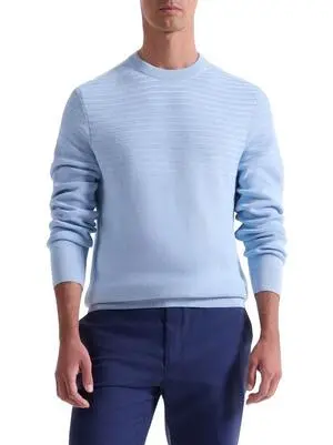 Bugatchi Mixed Stitch Cotton Crewneck Sweater - Ice
